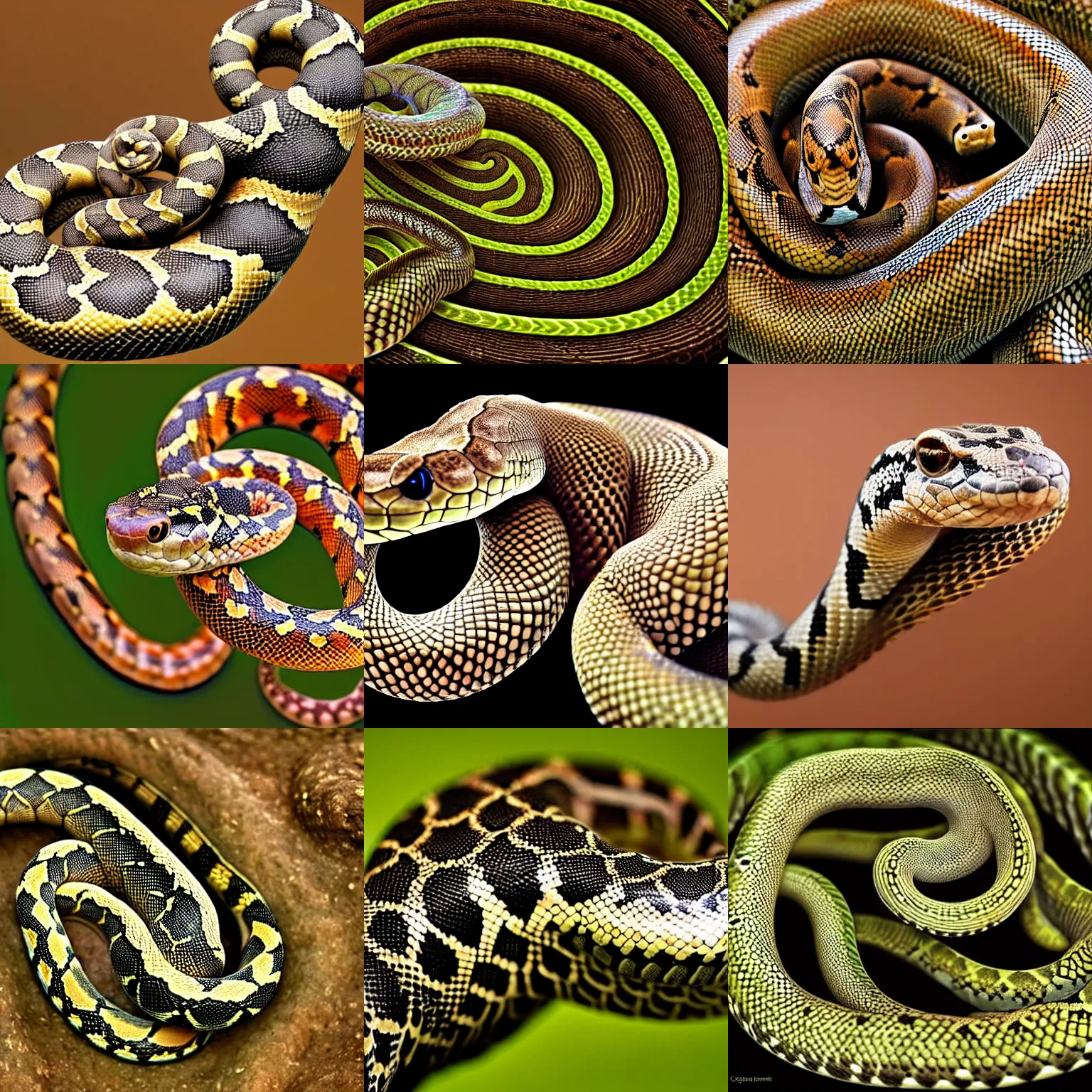 KREA - hyper realistic photo of a fractal snake with a snake head, long ...
