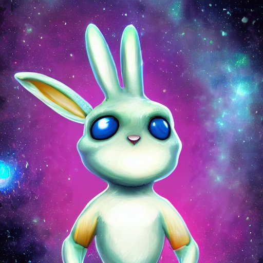 a cute galactic alien bunny, digital art, very detailed 4k