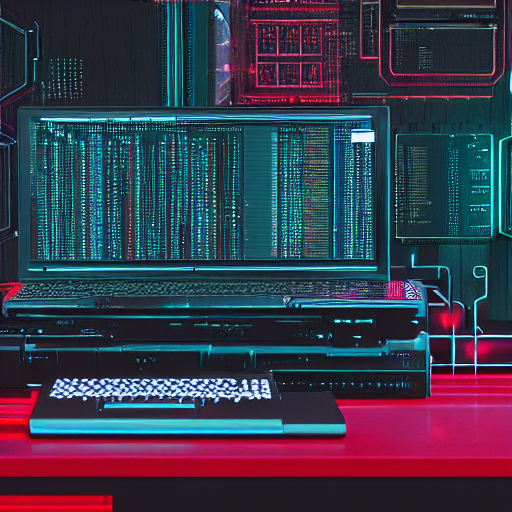 “cinematic picture of a red cyberpunk arasaka computer chip on a table ...