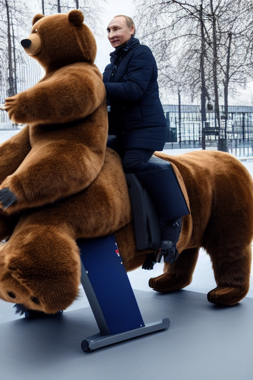 a picture of putin ride robotic bear in moscow. - photorealistic ...