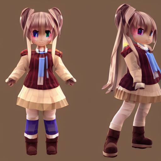 Krea Ultra Low Poly Modelling Anime Face Isometric View 1 6 Bit Colors From Touhou A