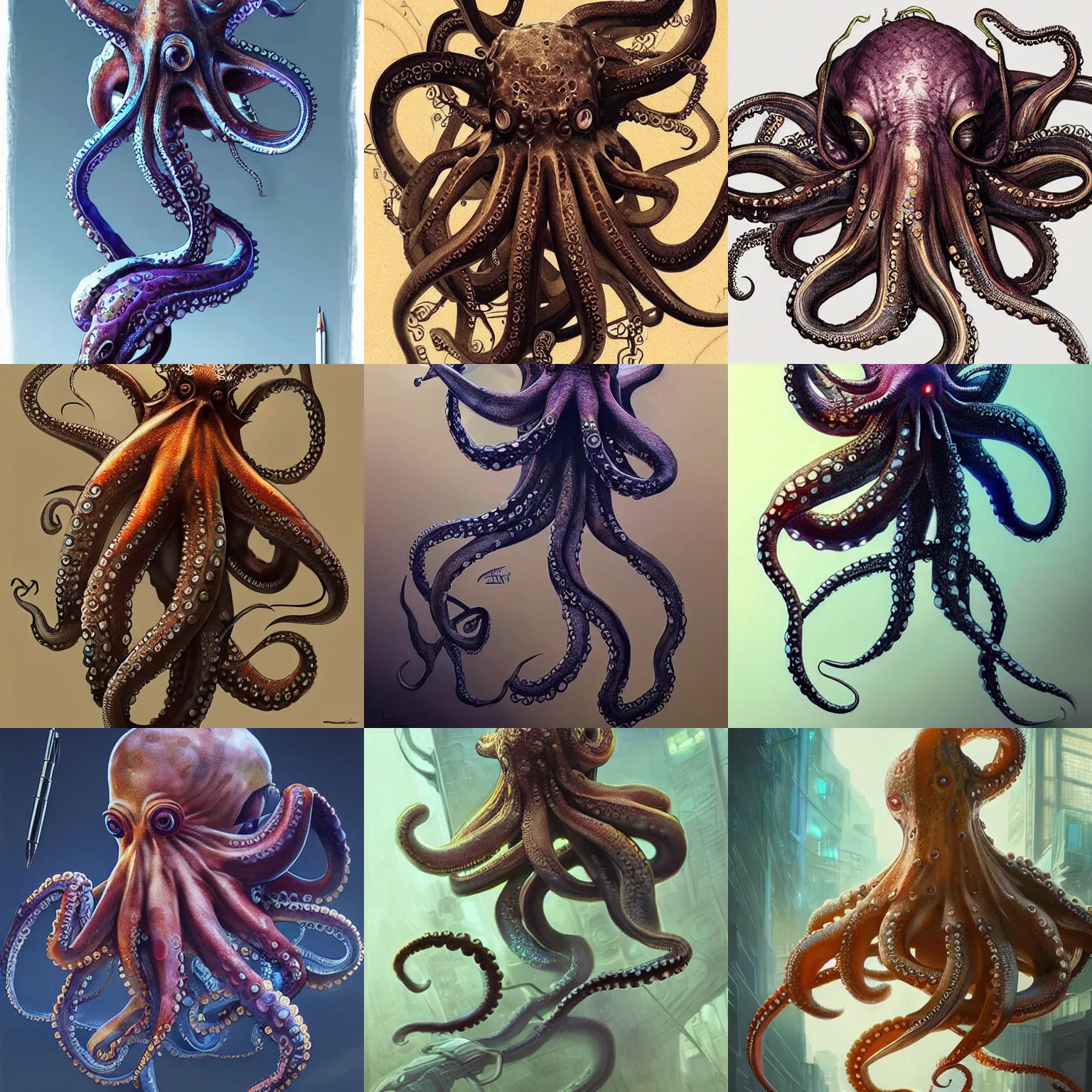 Realistic Octopus Painting