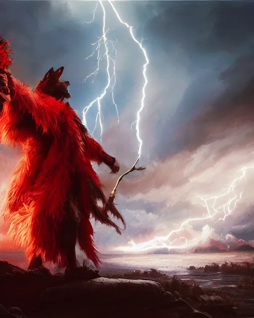 Red Lightning Storm Background