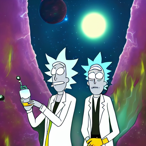 Krea Rick Sanchez And Morty Smith From Rick And Morty Brewing A