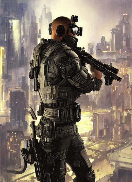 Krea Hector Usn Blackops Operator Looking At City Skyline Agent