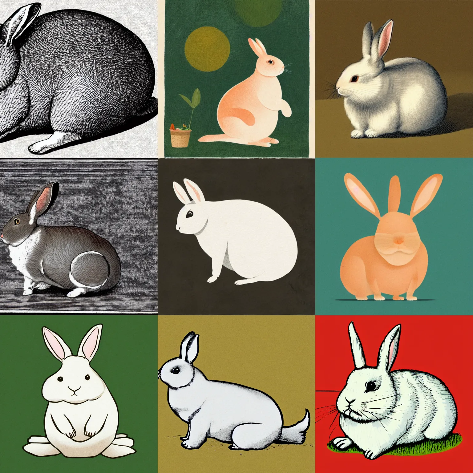 KREA - illustration of a fat rabbit