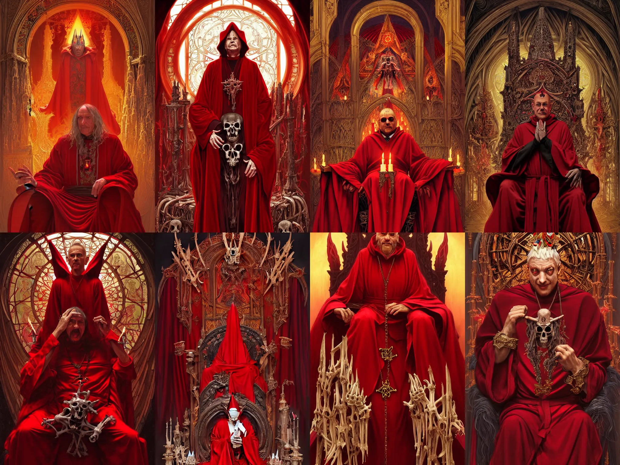 KREA - a satanic high - priest in a red robe sitting on a throne made ...