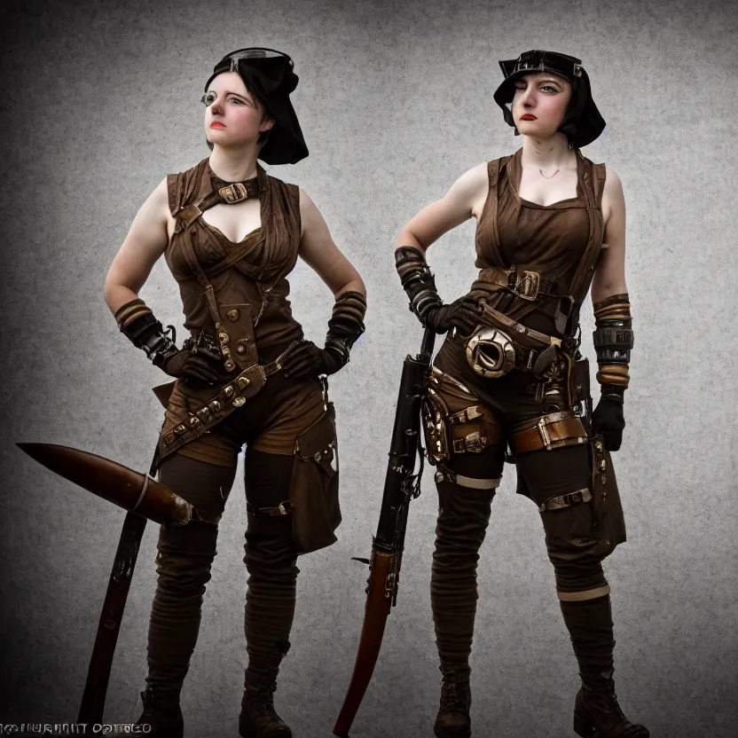 KREA - full length photo of a very beautiful female dieselpunk warrior ...