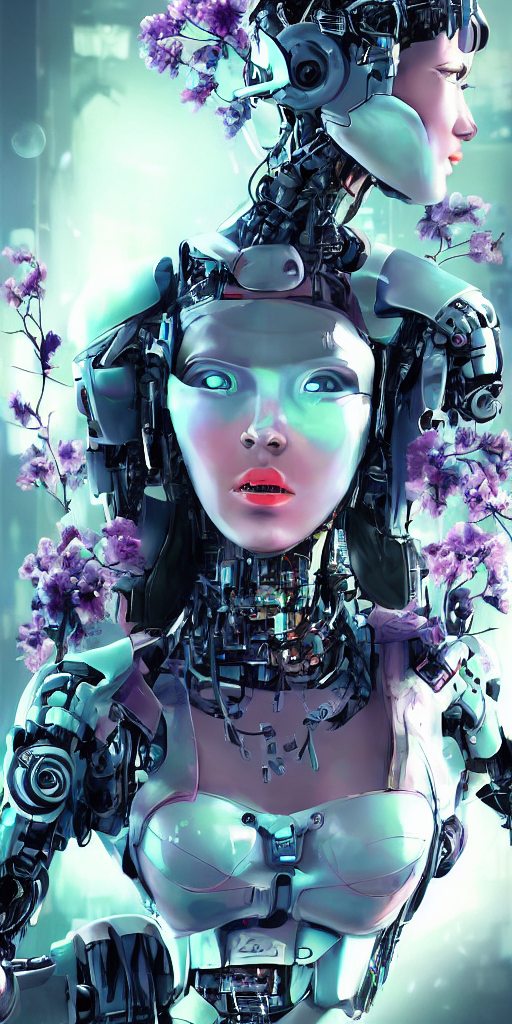 Krea Cyber Punk 2077 Robot Girl Very Beautiful Portrait Detroit Game Style Woman Wrapped In