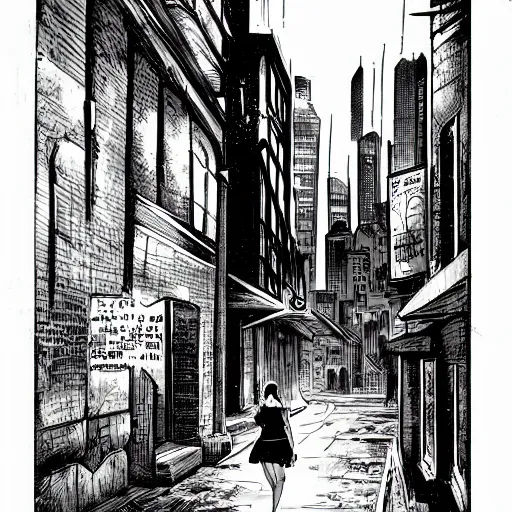Comic Dark Alleyway At Night