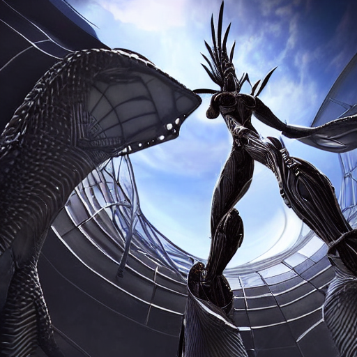 KREA - worm's eye view from the floor, looking up, at a highly detailed ...