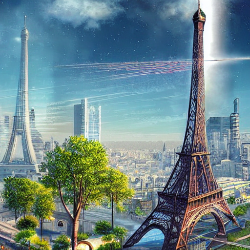 paris in the year 2 0 7 1. realistic, crisp colors, highly detailed ...