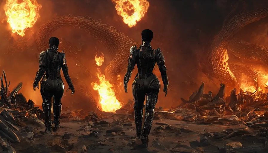 Woman Walking Away From Explosion