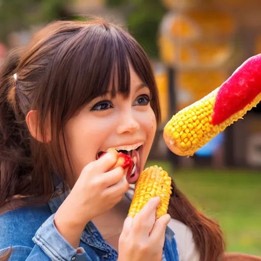 Girls Eating Corn Dogs