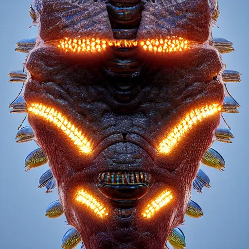 KREA - zoological portrait of a human insect with symmetrical glowing ...