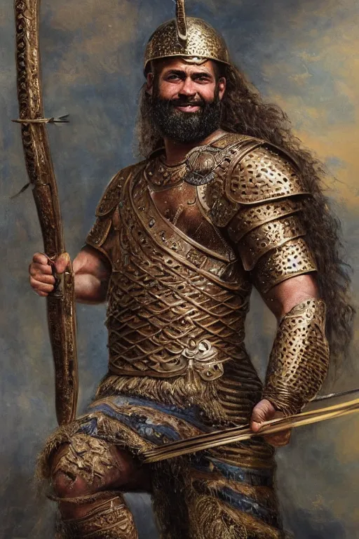 KREA - ancient Mesopotamian warrior, thick braided beard, intricate ...