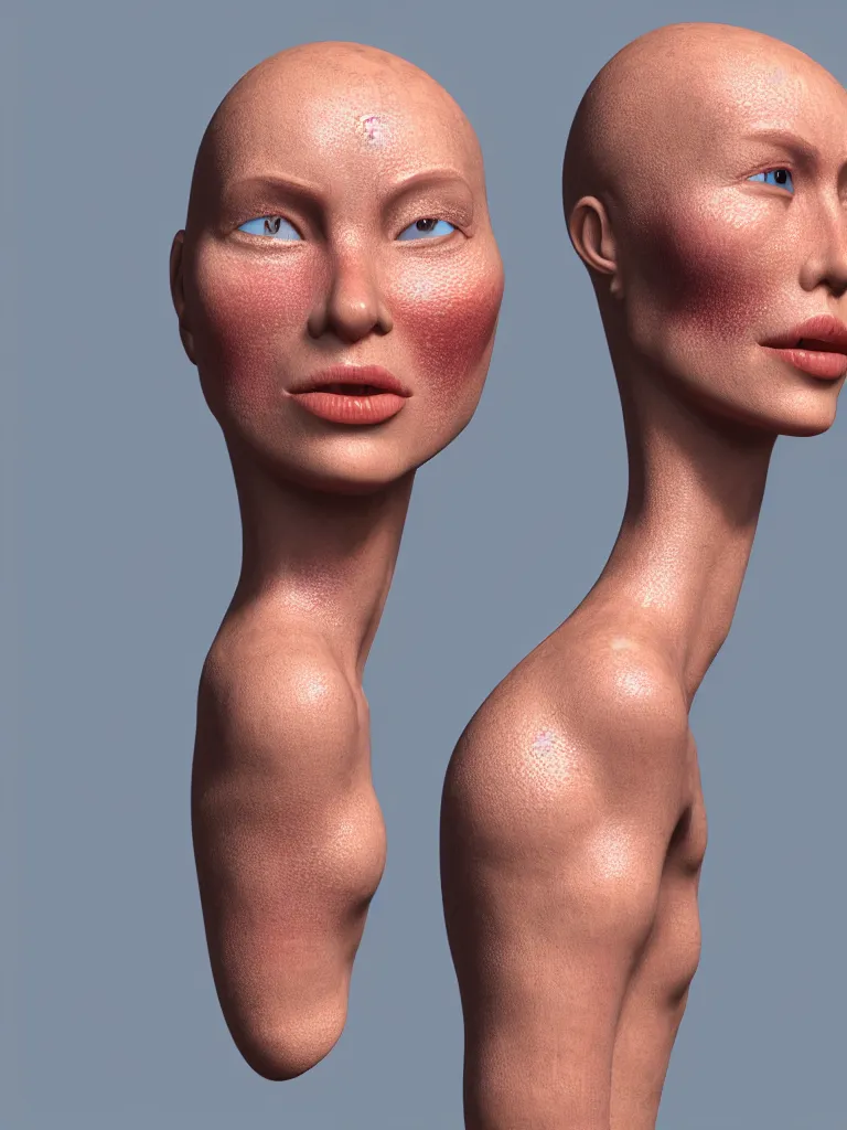 KREA - simple primitive tube shape, photorealistic detailed human skin ...