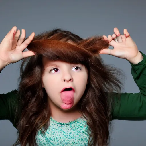 KREA Girl With Brown Hair Flicking Her Bean Moaning Bird On Her Head