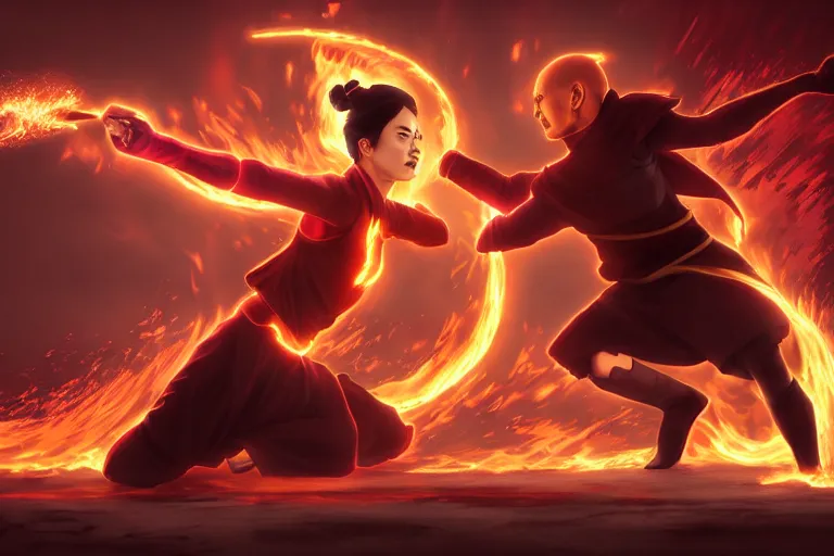 Krea Azula Versus Zuko Firebending Lightning Red Tint Agni Kai Character Cg Animation