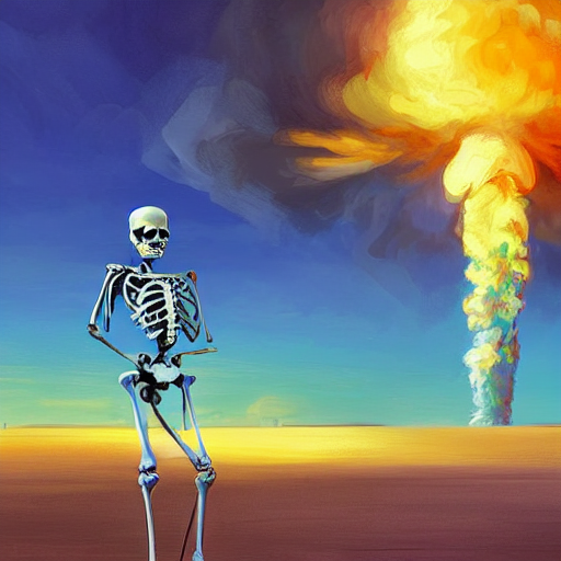 Beautiful digital painting portrait of relaxed (((skeleton walking on ...