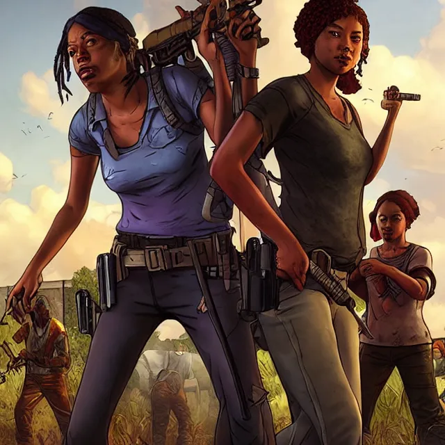 KREA - lee everett and clementine and carley fromthe walking dead game ...