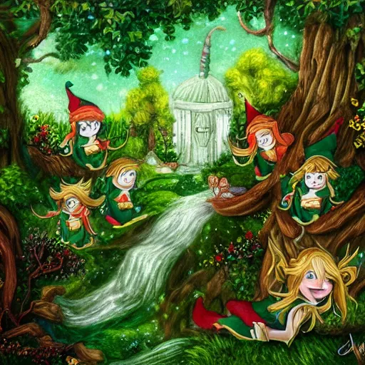 Elven Forest Cartoon Scenes