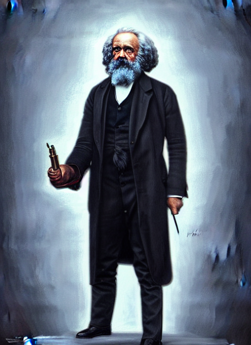 a detailed full body painted portrait of karl marx by artist hadi ...