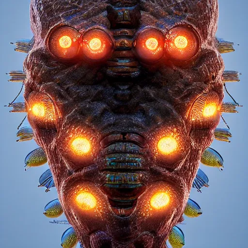 KREA - zoological portrait of a human insect with symmetrical glowing ...