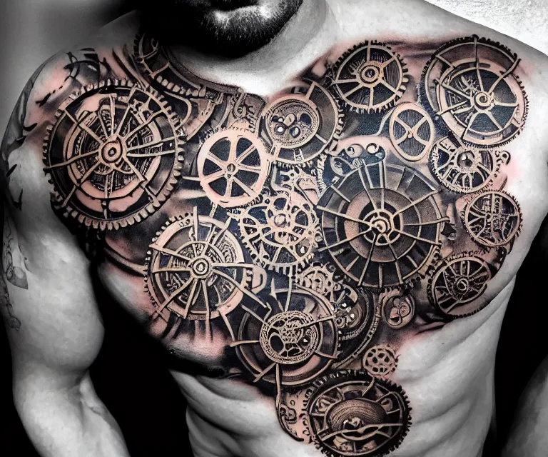 Steampunk Chest Tattoo