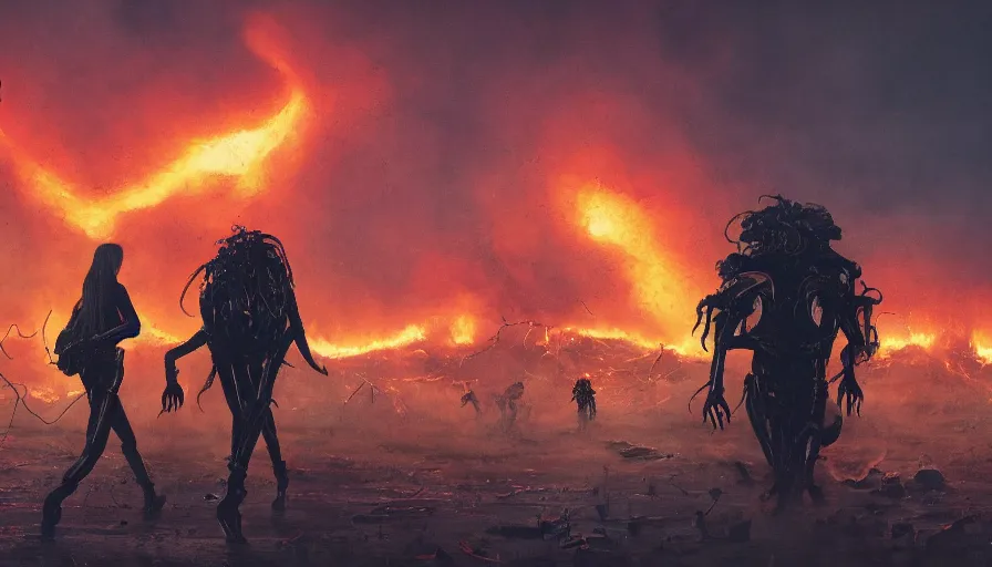 Woman Walking Away From Explosion