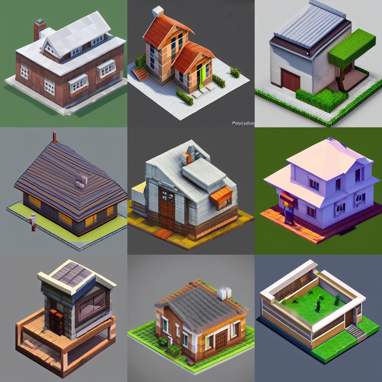 KREA - isometric house, modern gambrel roof building, a low poly render ... KREA - isometric house, modern gambrel roof building, a low poly render ...