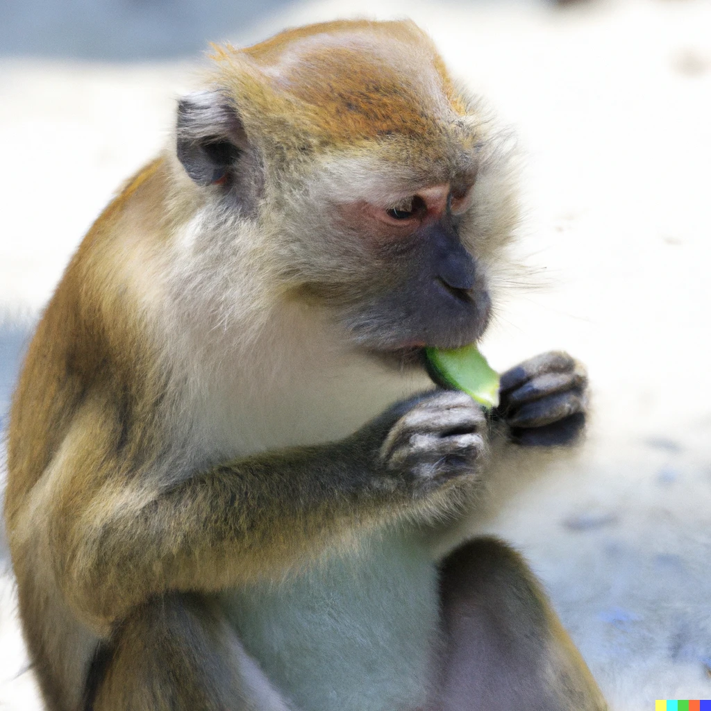 Ugly Monkey Eating Banana