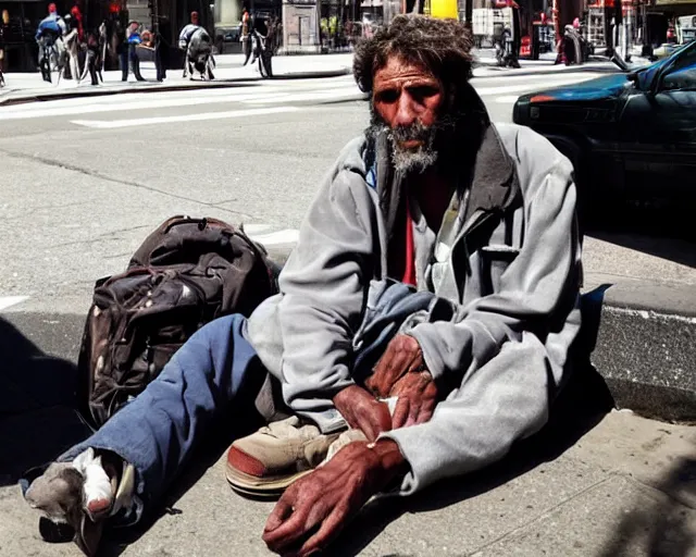 KREA - a beautiful handsome homeless man in new york city. he is ...