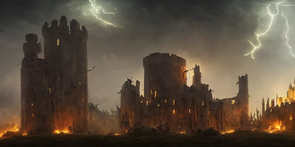 Medieval Castle On Fire