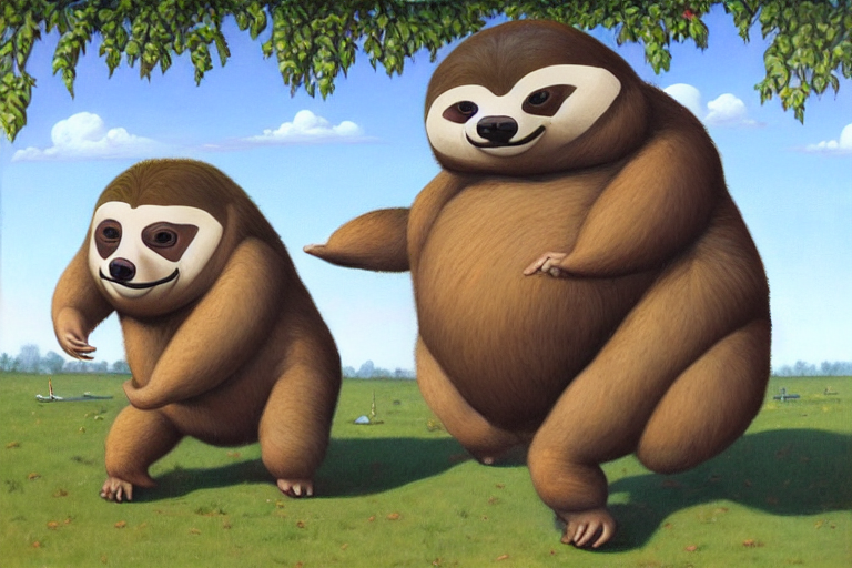 anthro fat sloth going for a run in the park, wearing running sneakers ...