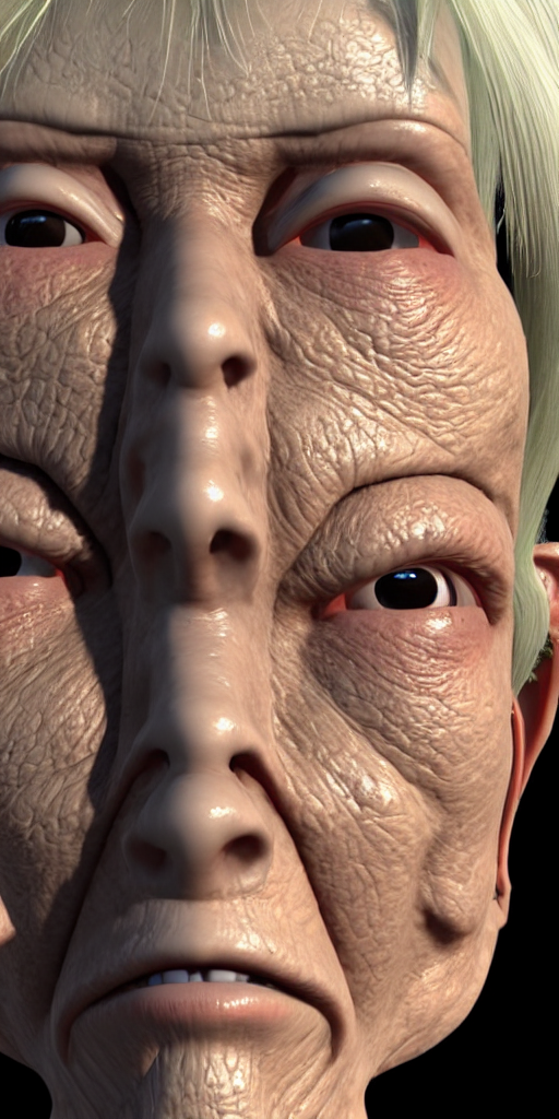 Krea Photo Close Up One Face Ugly Granny Cyborg Trending