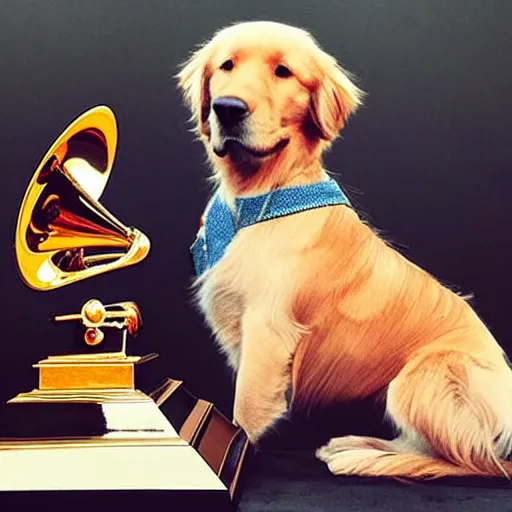 KREA A Golden Retriever Winning A Grammy For Best Music Of The Year krea-a-golden-retriever-winning-a-grammy-for-best-music-of-the-year