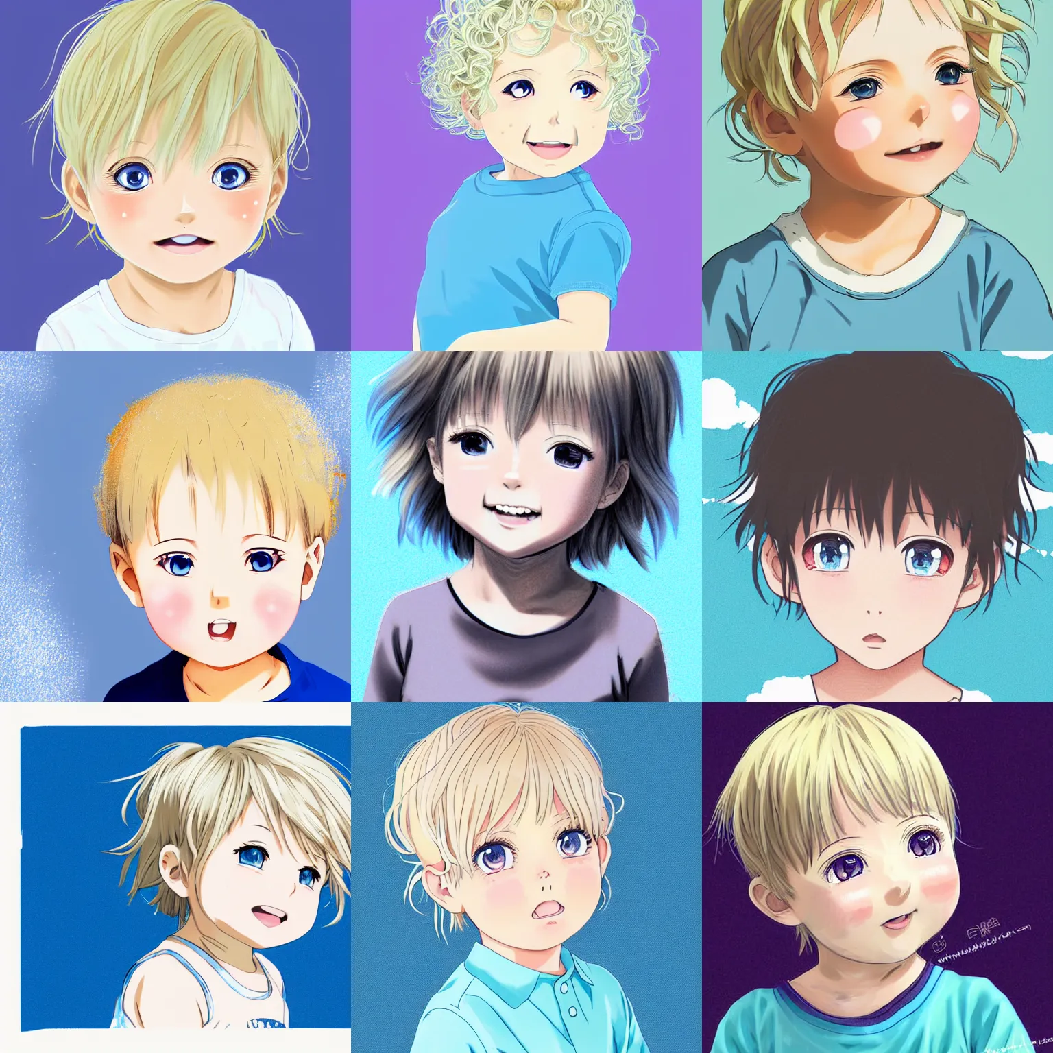 Little Anime Boy With Brown Hair And Blue Eyes Little Anime Boy With Brown Hair And Blue Eyes