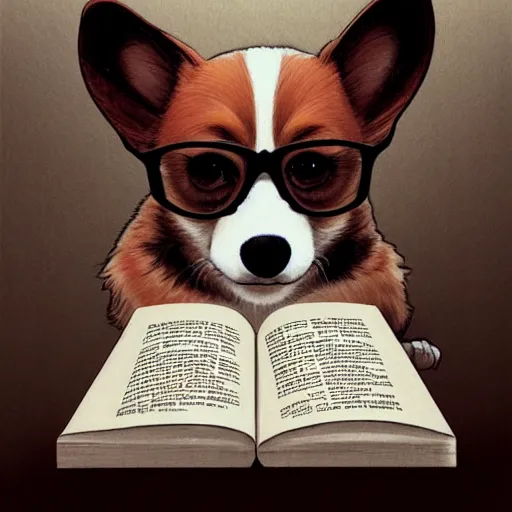 Corgi Reading