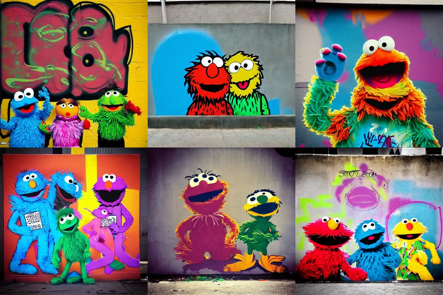 KREA - “Sesame Street as LA street gang, 90s, rough, style street art ...