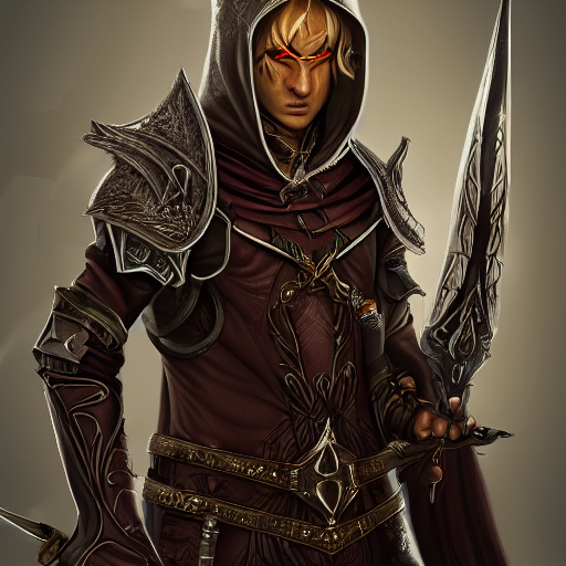 hooded male elven arcane trickster assassin detailed 4k art