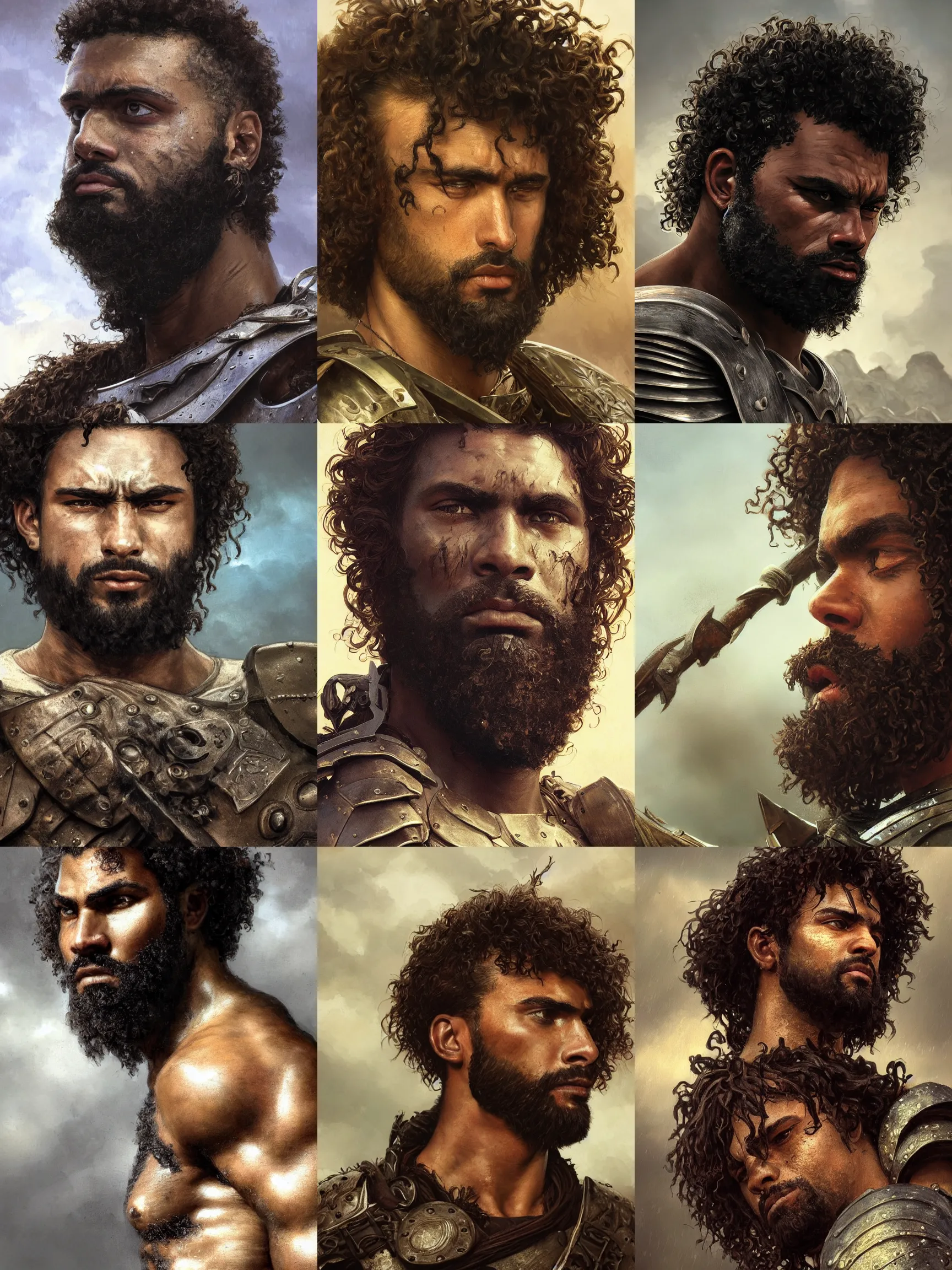 KREA - close up picture of a male warrior looking at the sky, angry ...